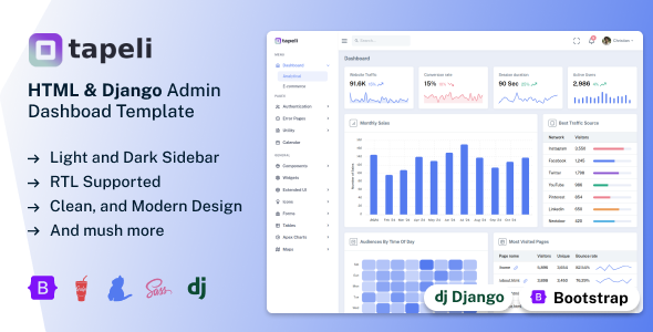 Tapeli – Django & HTML Admin Dashboard Template | ThemeMag